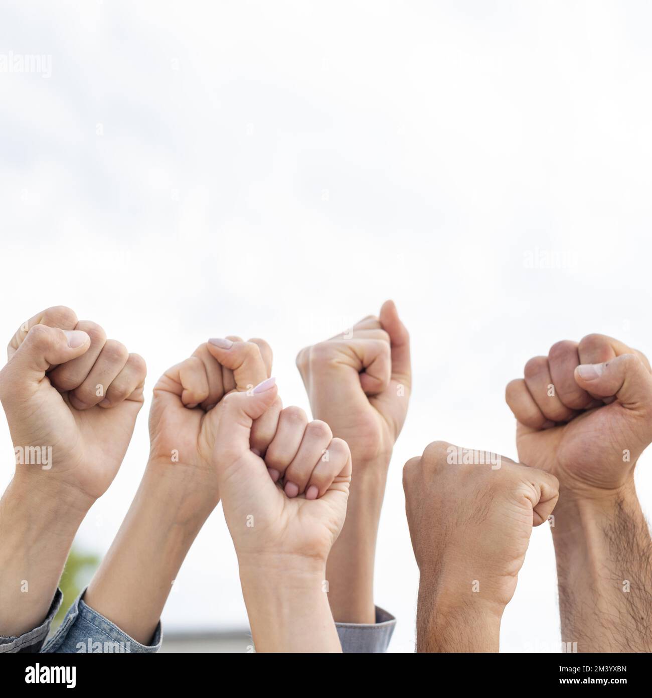 Group activists holding fists up Stock Photo - Alamy