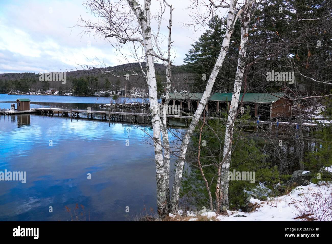 Lake Sunapee in New Hampshire in the United States looks calm and ...