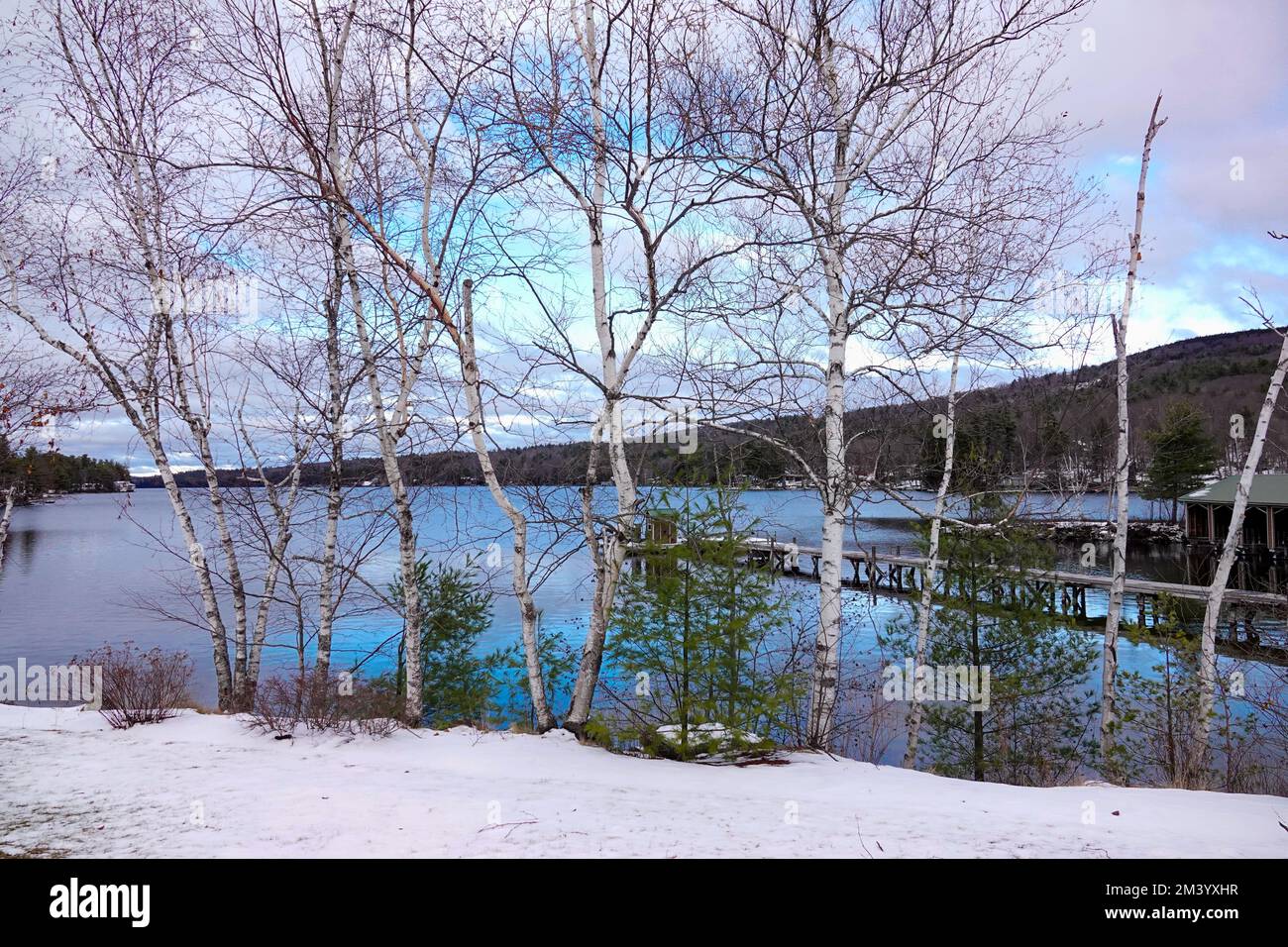 Lake Sunapee in New Hampshire in the United States looks calm and ...