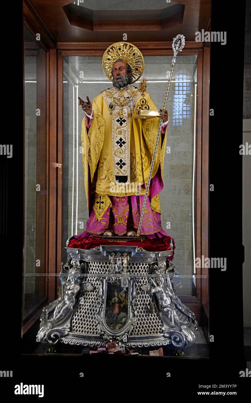 Statue of Saint Nicholas in the left aisle of the Basilica, Basilica of ...