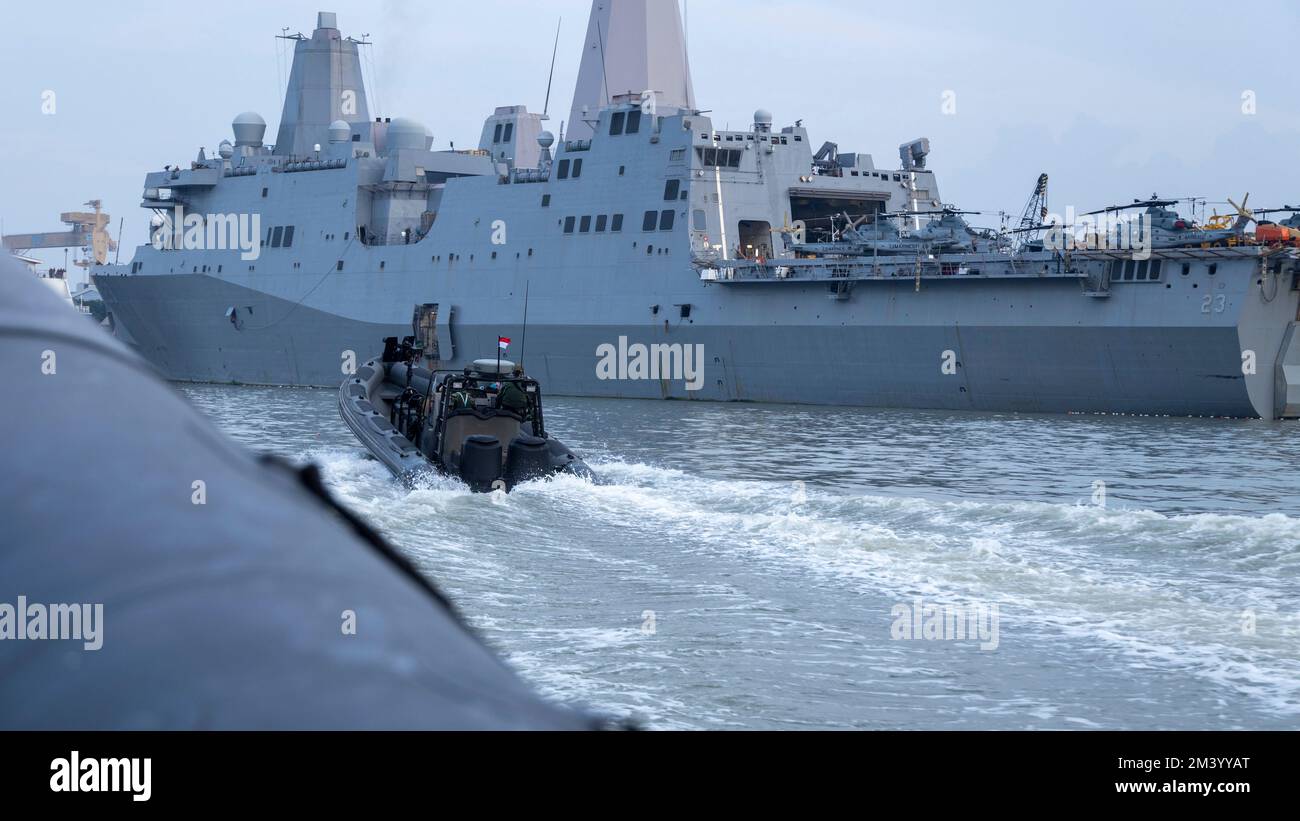 SURABAYA, Indonesia (Dec. 13, 2022) – Indonesian Navy sailors sail pass ...