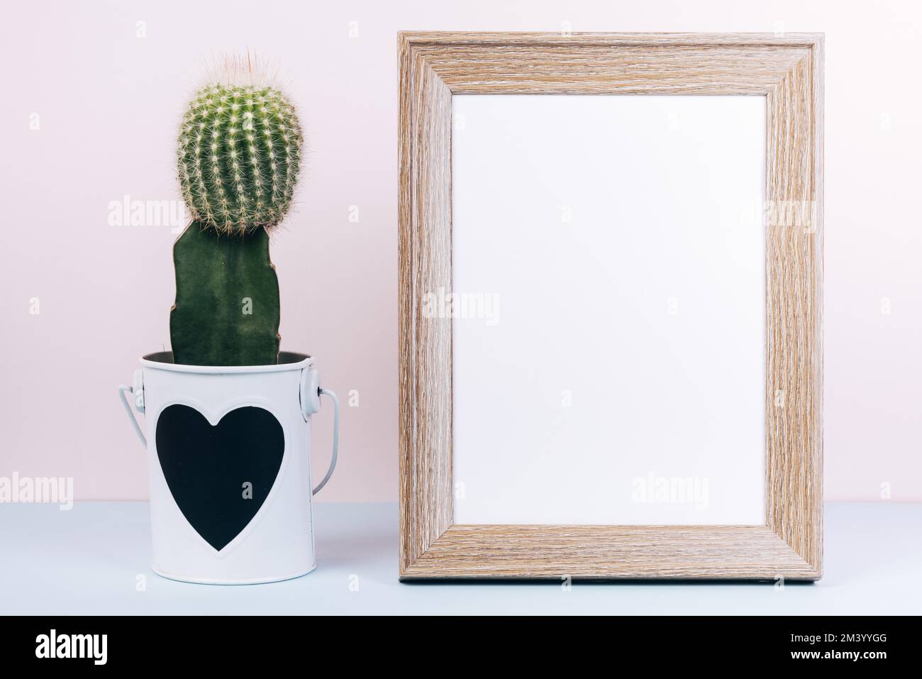 Blank photo frame succulent plant with heartshape pot Stock Photo - Alamy