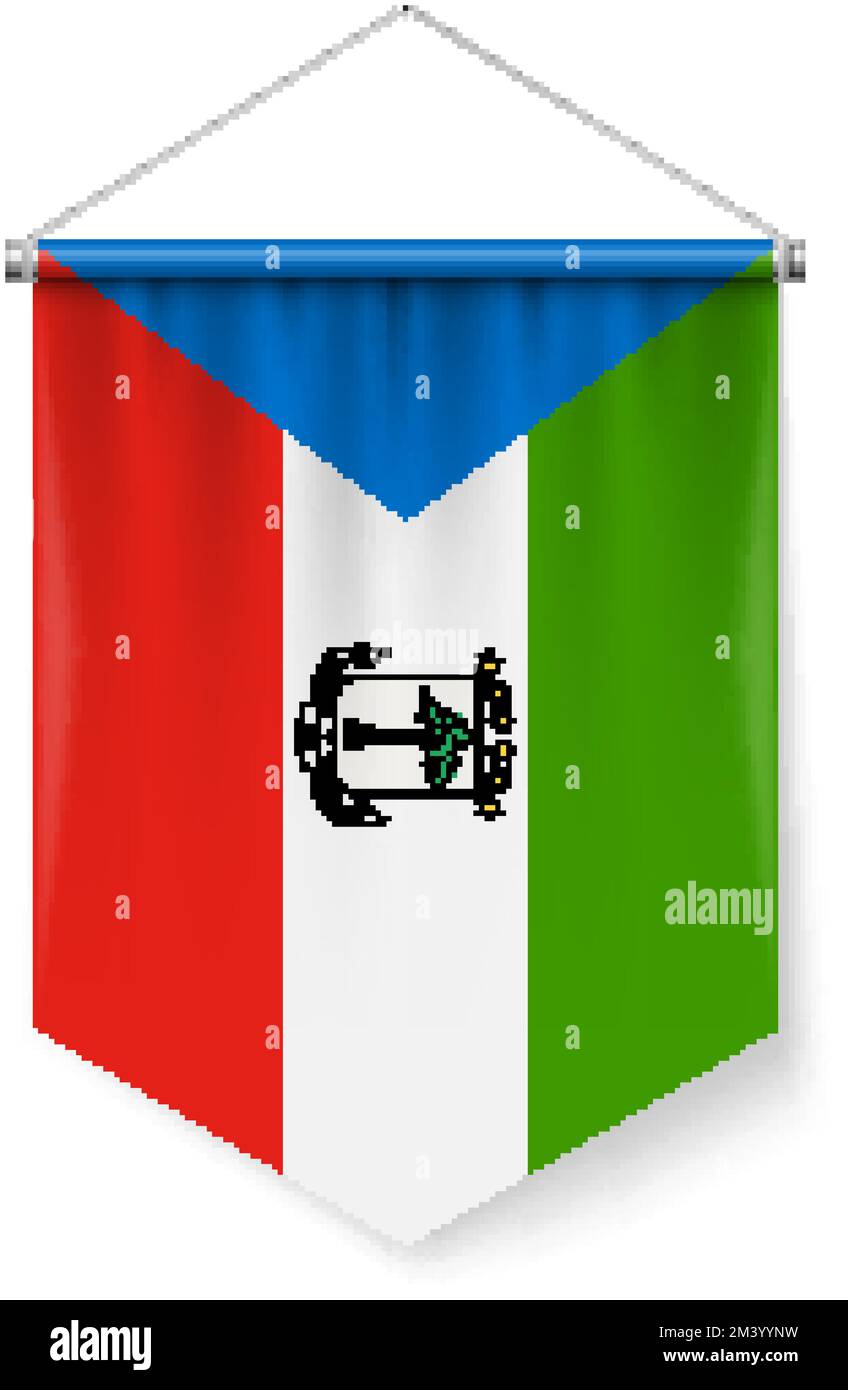 Vertical Pennant Flag of Equatorial Guinea as Icon on White with Shadow Effects. Patriotic Sign ...