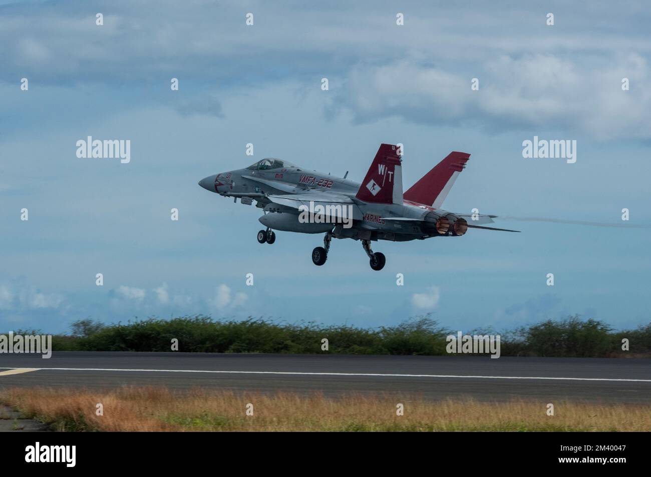 A U.S. Marine Corps F-18 with the Marine Fighter Attack Squadron 232 ...