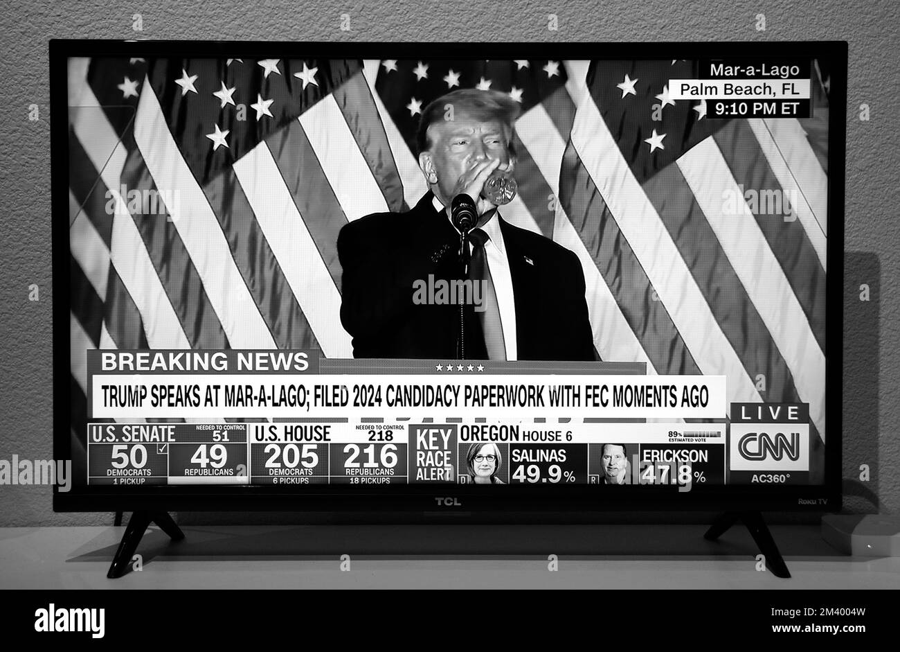 A CNN television screenshot of former US President Donald Trump ...