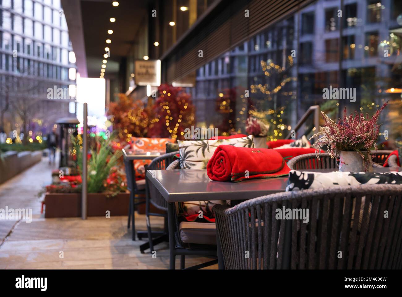 Drake & Morgan restaurant on Pancras Square at Kings Cross, deserted ...