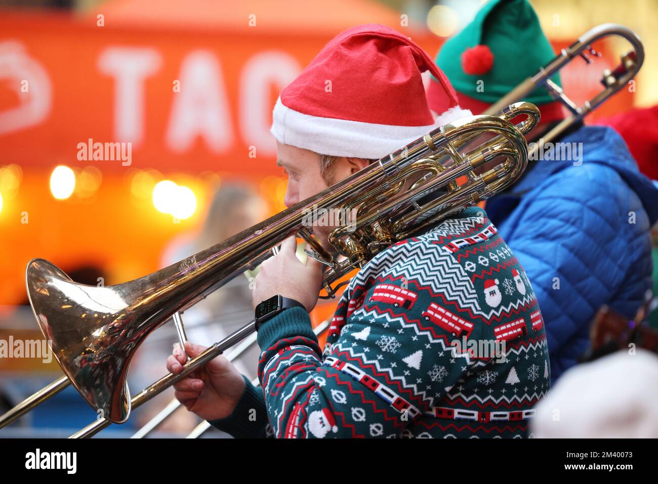 Local brass band playing Christmas music on Canopy Market at Kings ...