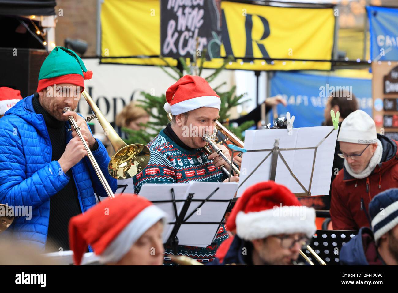 Local brass band playing Christmas music on Canopy Market at Kings ...