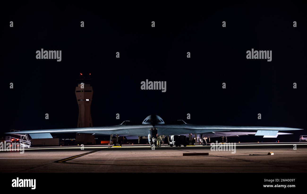 A U.S. Air Force B-2 Spirit assigned to the 509th Bomb Wing, stationed ...