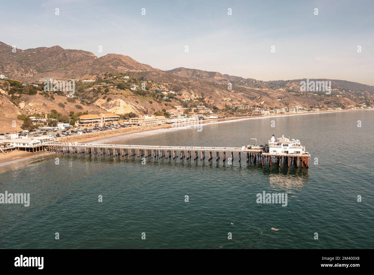 Drone view of famous Malibu Pier in Malibu, California Stock Photo - Alamy