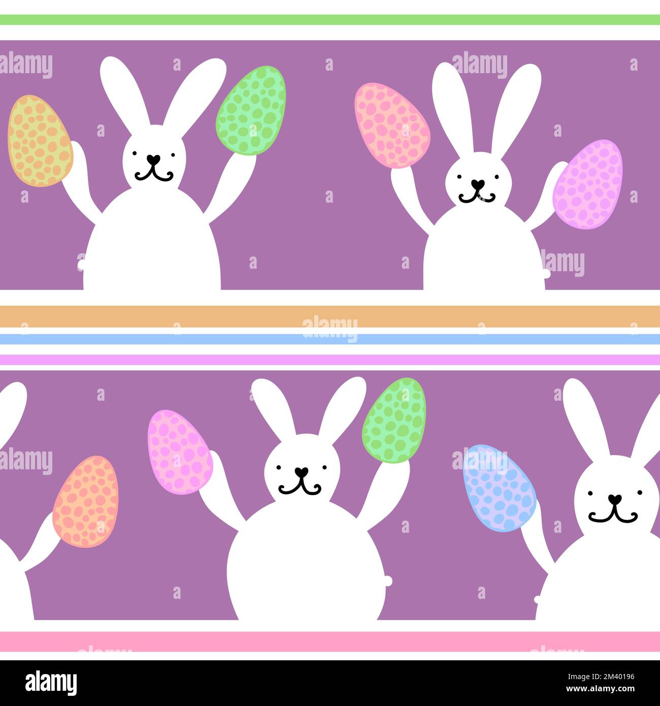 Cartoon animals seamless Easter eggs and rabbit bunnies pattern for ...