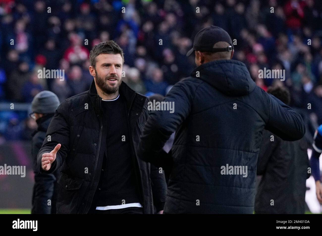 Michael Carrick manager of Middlesbrough greets Vincent Kompany manager ...