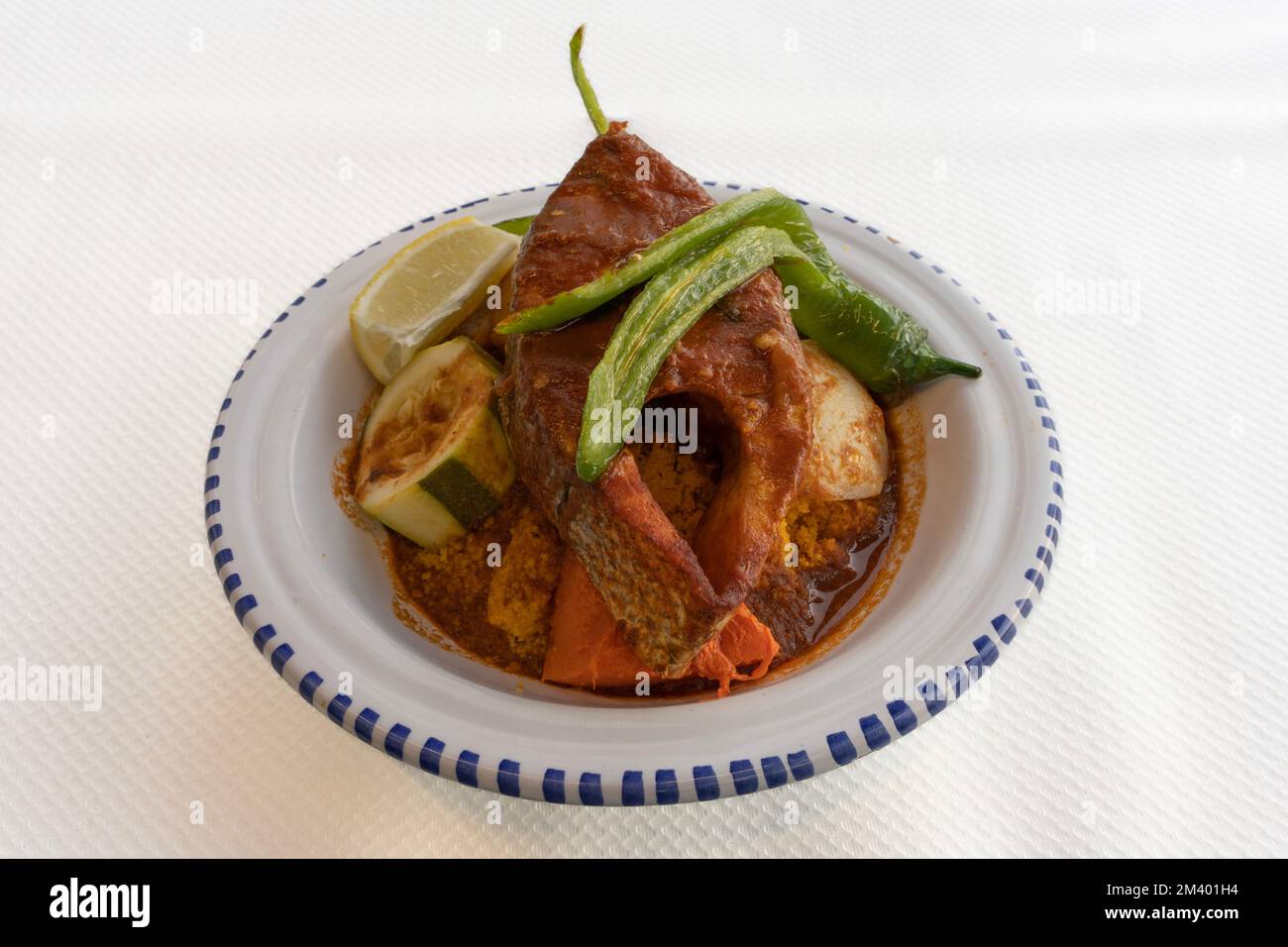 Tunisian dishe culinary Still Life. Fish couscous Stock Photo - Alamy