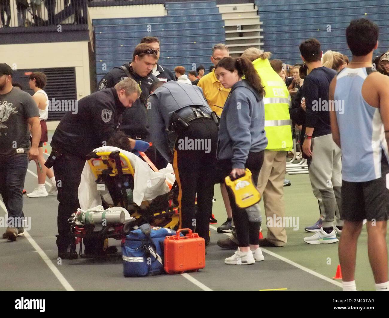Runner at a New Jersey indoor track and field competition, collapses ...