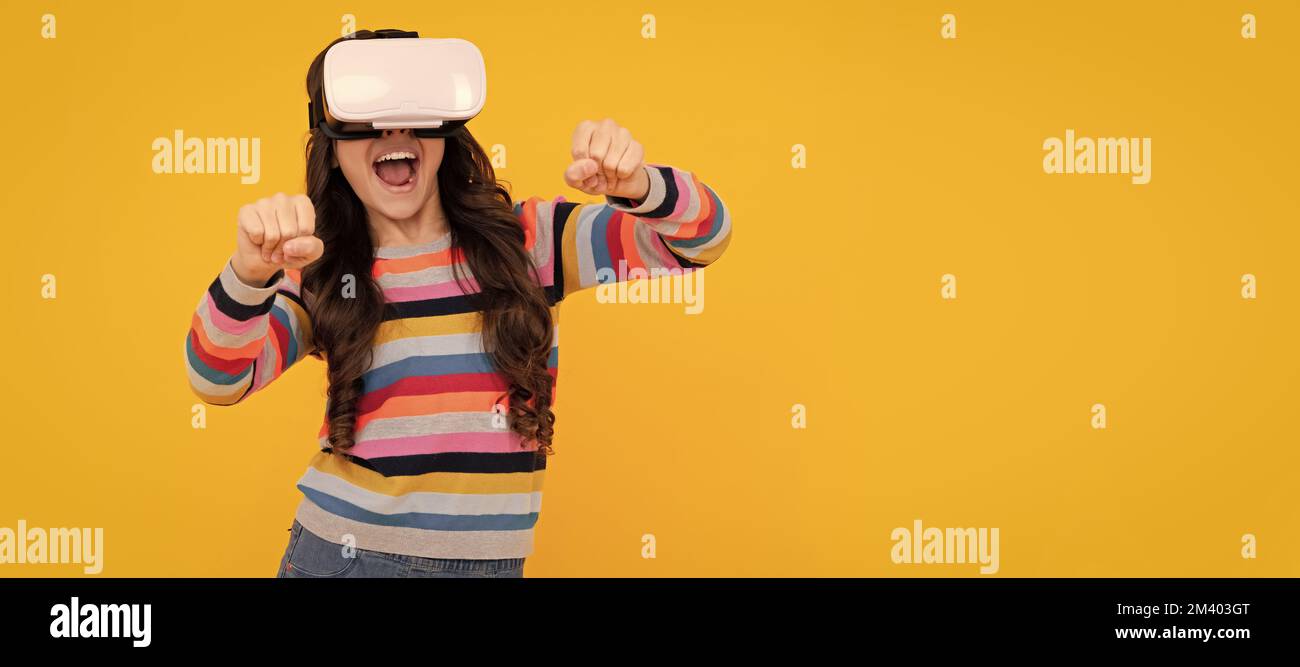 Amazed teenager. Virtual gadgets for kids, free time and study. Teenage ...