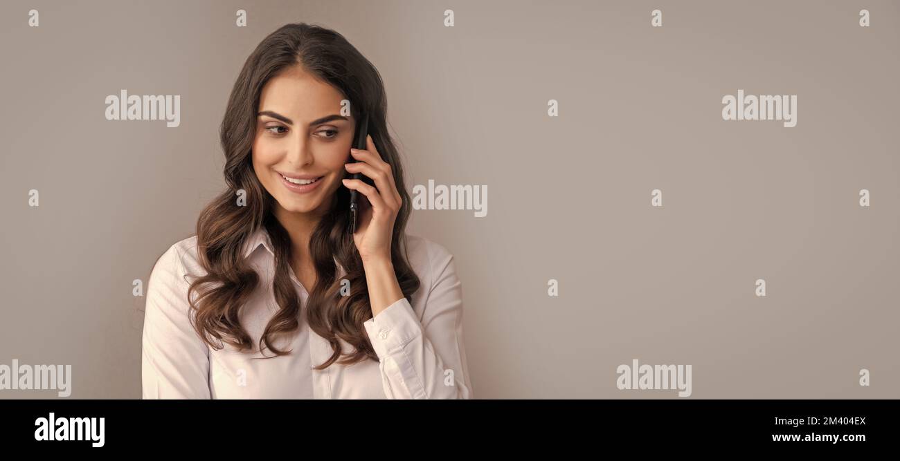 Woman isolated face portrait, banner header poster with mockup ...