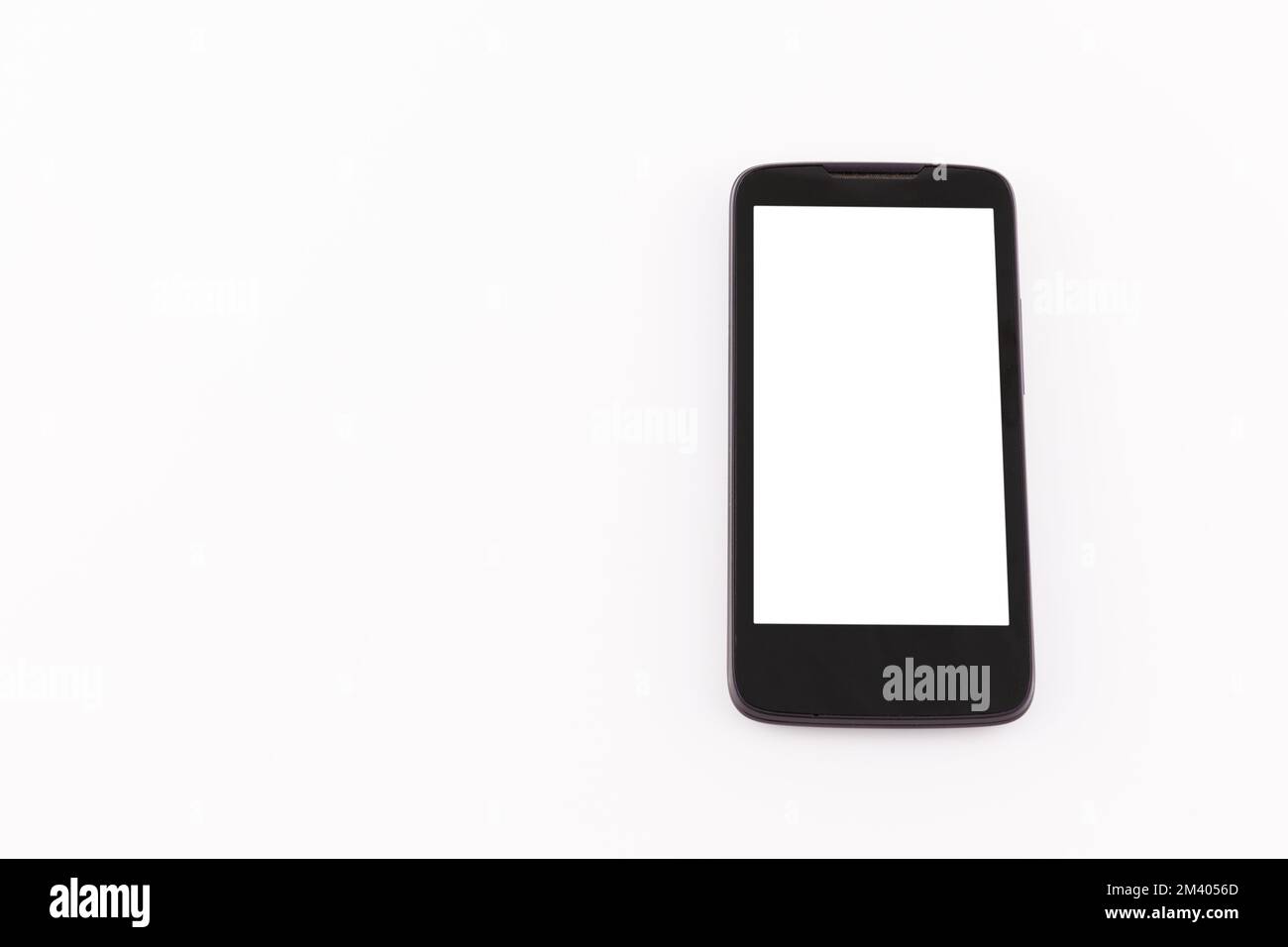 Blank modern mobile phone isolated on white background with blank space ...