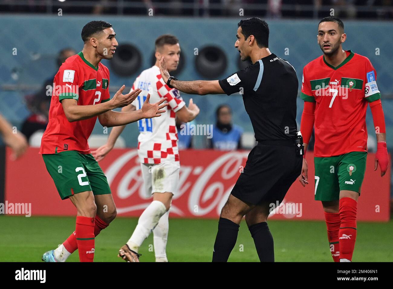 HAKIMI Achraf (MAR) presses referee AL JASSIM Abdulrahman (QAT). re ...