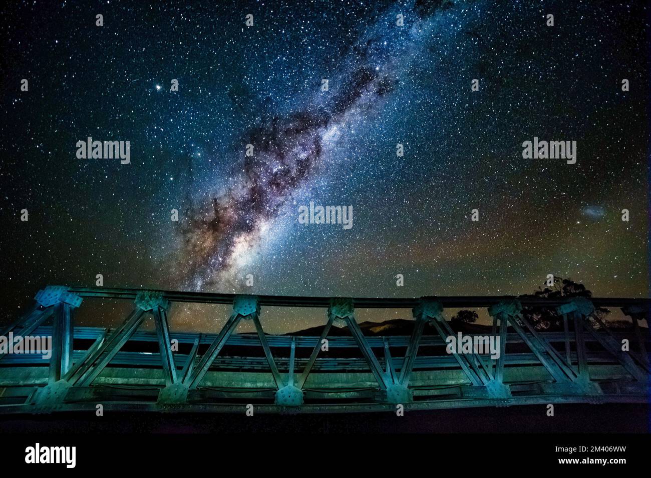 A galaxy of stars and the galactic core bright in the night sky over ...