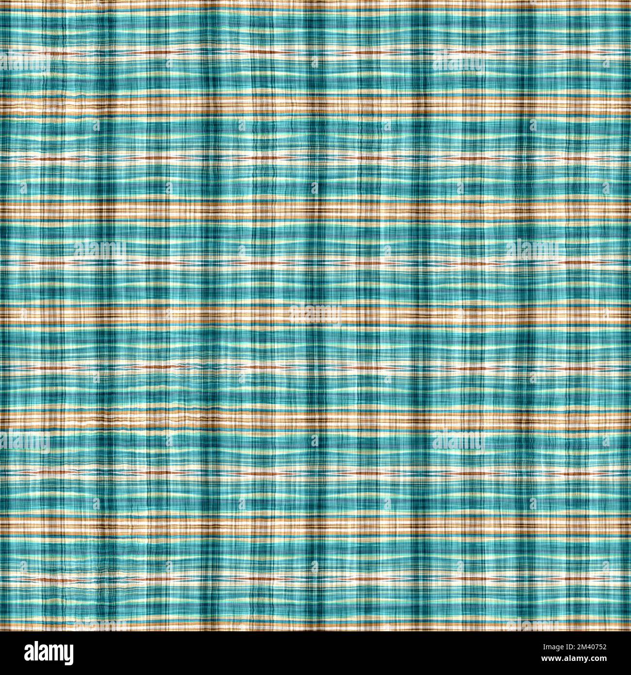 Teal rustic coastal beach house check fabric tile. Seamless sailor ...