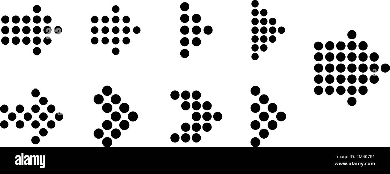 Set Dotted Arrows Arrow Symbol Icon Direction Position Indication Sign Stencil Arrow Angle