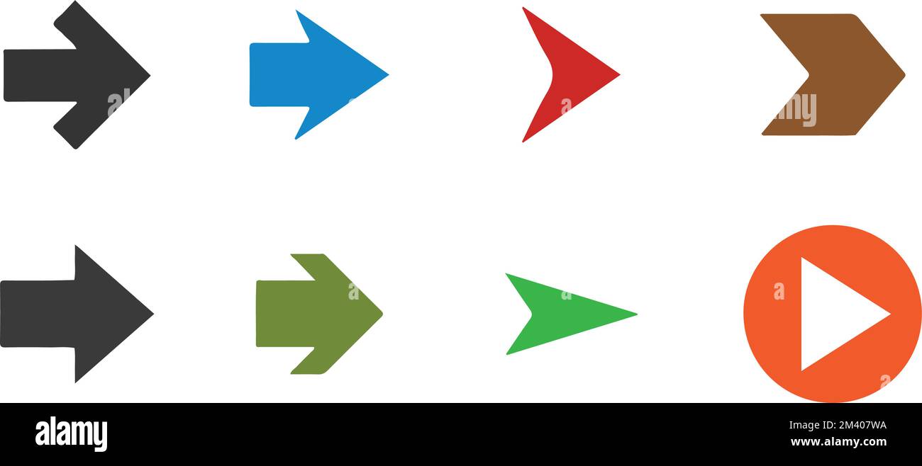 Set arrow symbol icon direction, position, indication sign Stencil ...