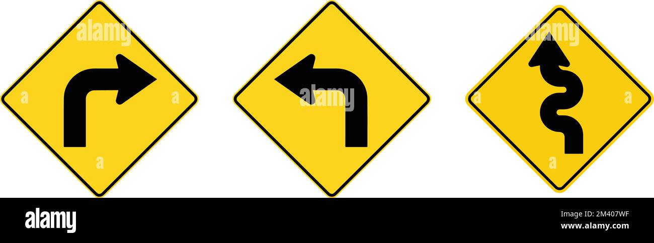 Set traffic sign warning sign sharp regulatory sign Stock Vector Image ...