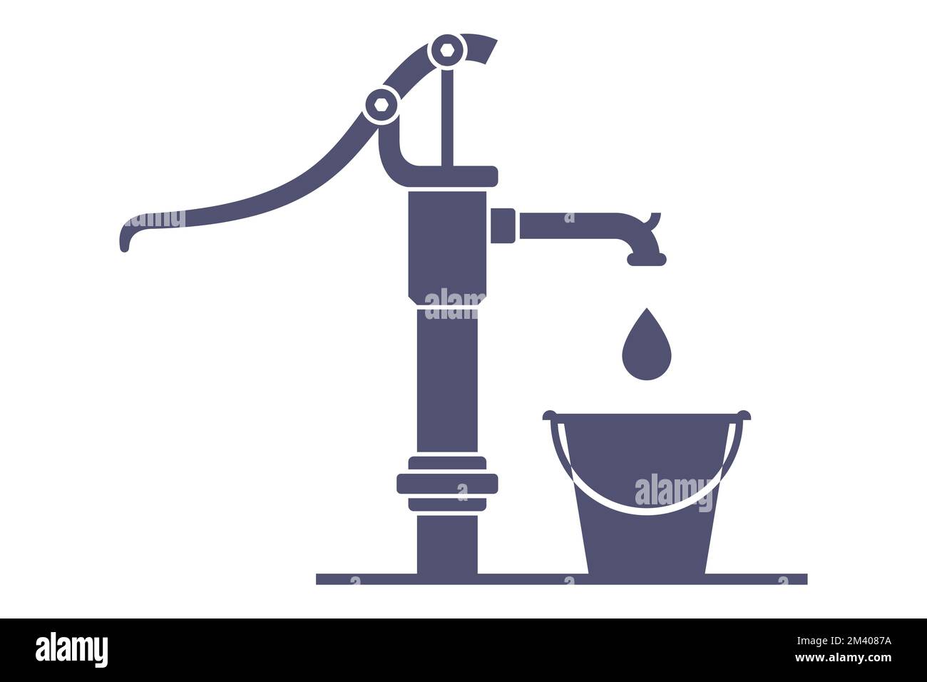 hand pump black icon for extracting water. flat vector illustration ...