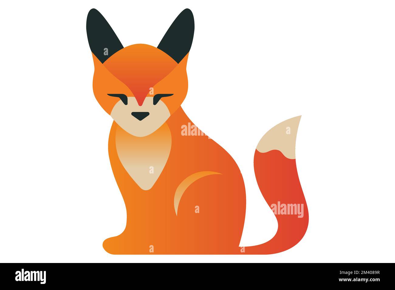 red minimalistic fox. an animal with a long tail. flat vector ...