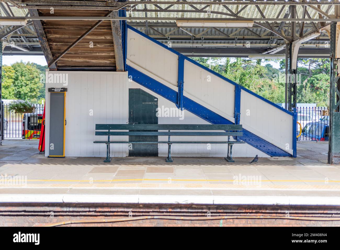 Truro Train Station with an Empty Platform and No Trains. Empty Benches ...