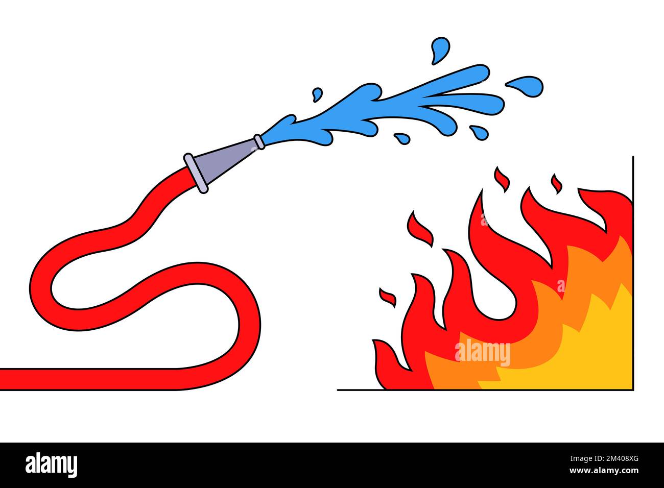 Extinguish fire with fire hose reel Stock Vector Images - Alamy