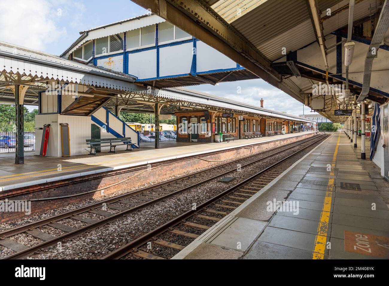 Truro Train Station with an Empty Platform and No Trains. Empty Benches ...