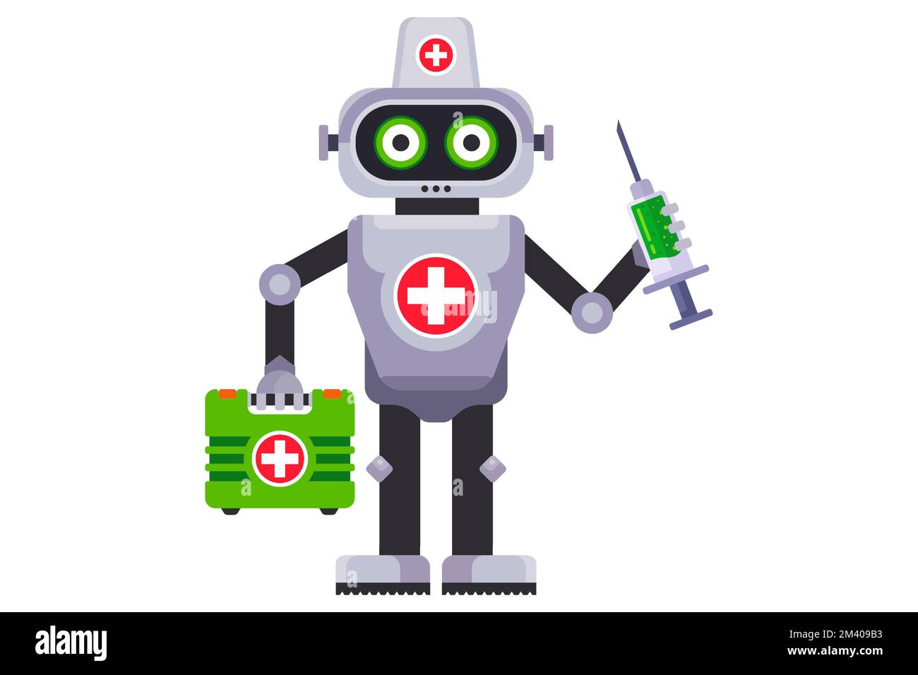 smart robot doctor treats patients. flat vector illustration Stock ...