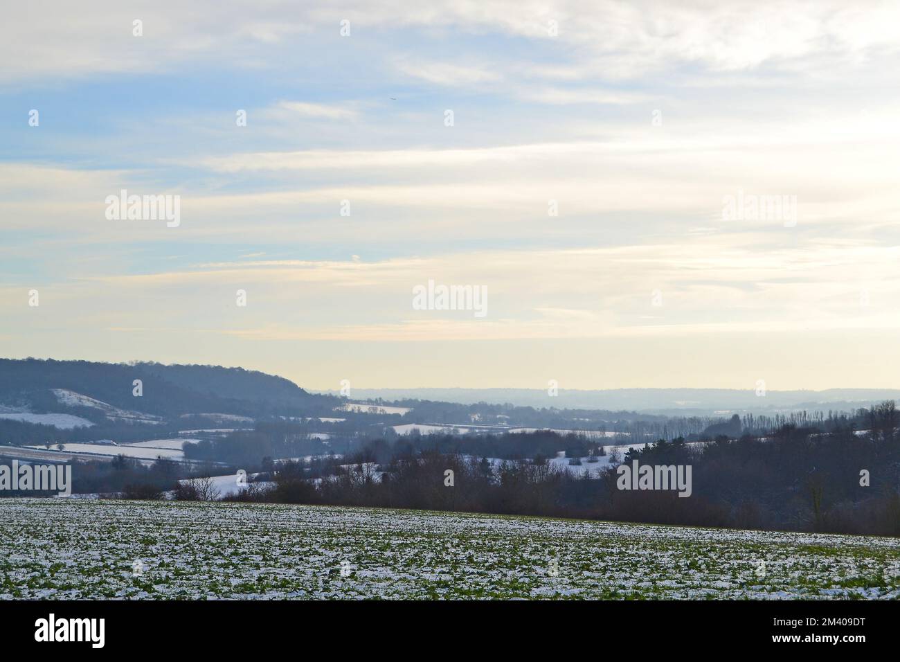 Snow at Lullingstone country park, Kent, December 2022, freezing rural ...