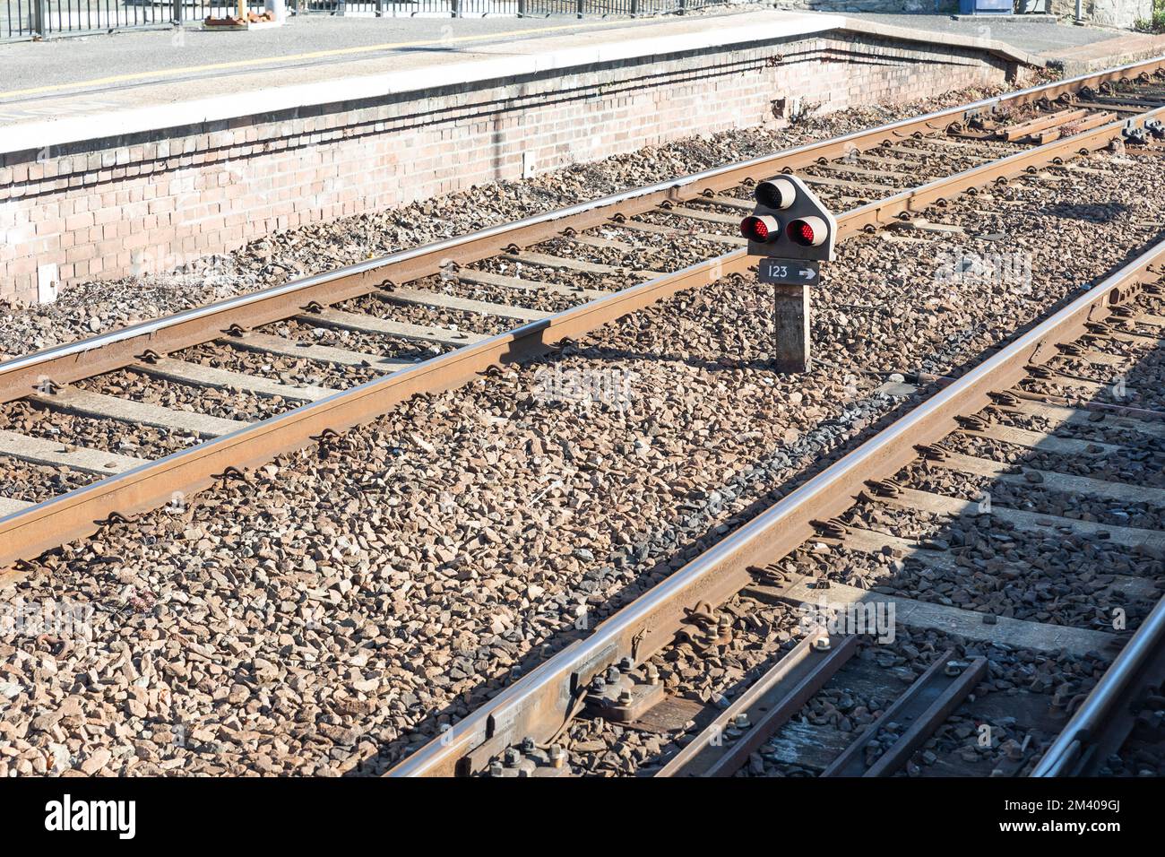 Railway Tracks at a Train Station in Saltash, Cornwall Stock Photo - Alamy