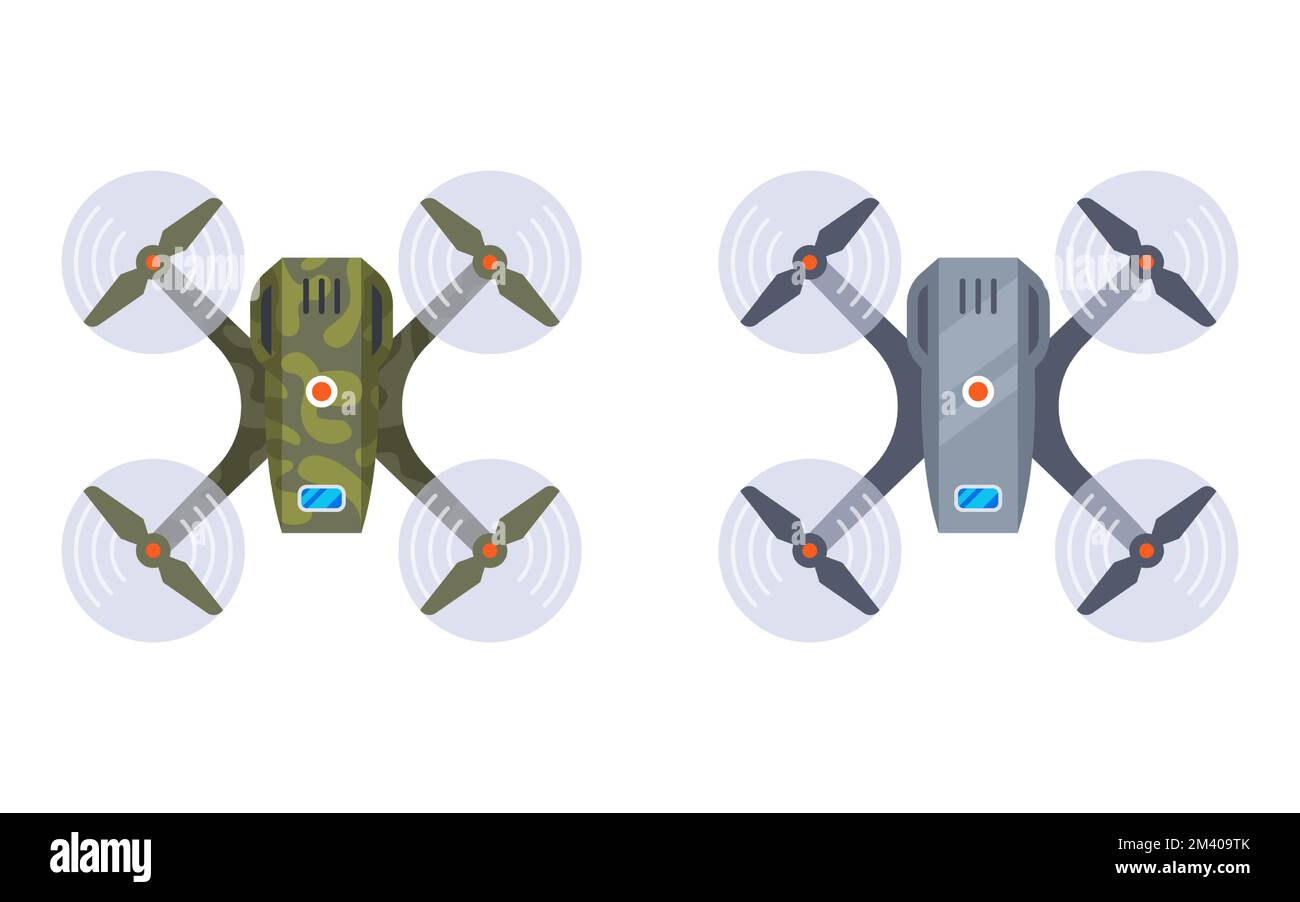 military drone in camouflage top view. flat vector illustration Stock ...