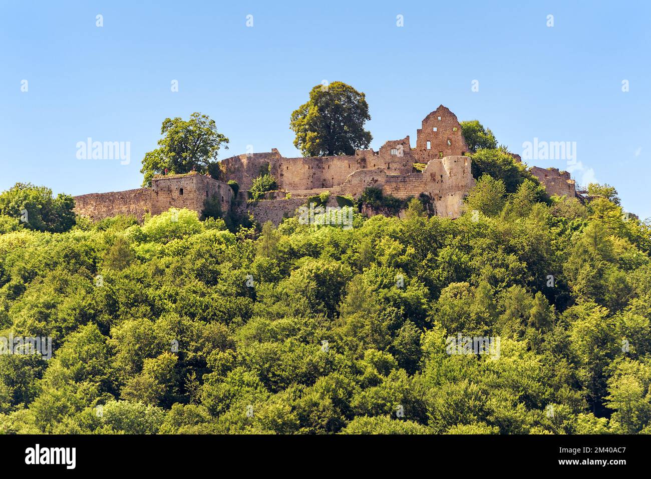 Hohenurach Castle on mountain top, Bad Urach, Germany. Landscape of ...