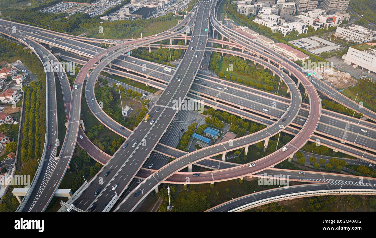 An aerial view of middle Ring Road and Long Dong Avenue highway ...