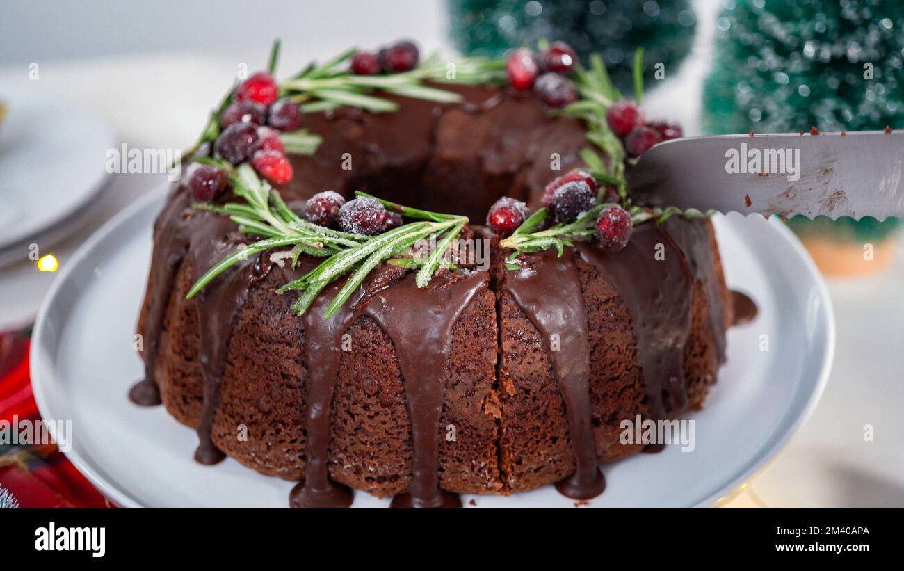 Chocolate bundt cake Stock Photo - Alamy