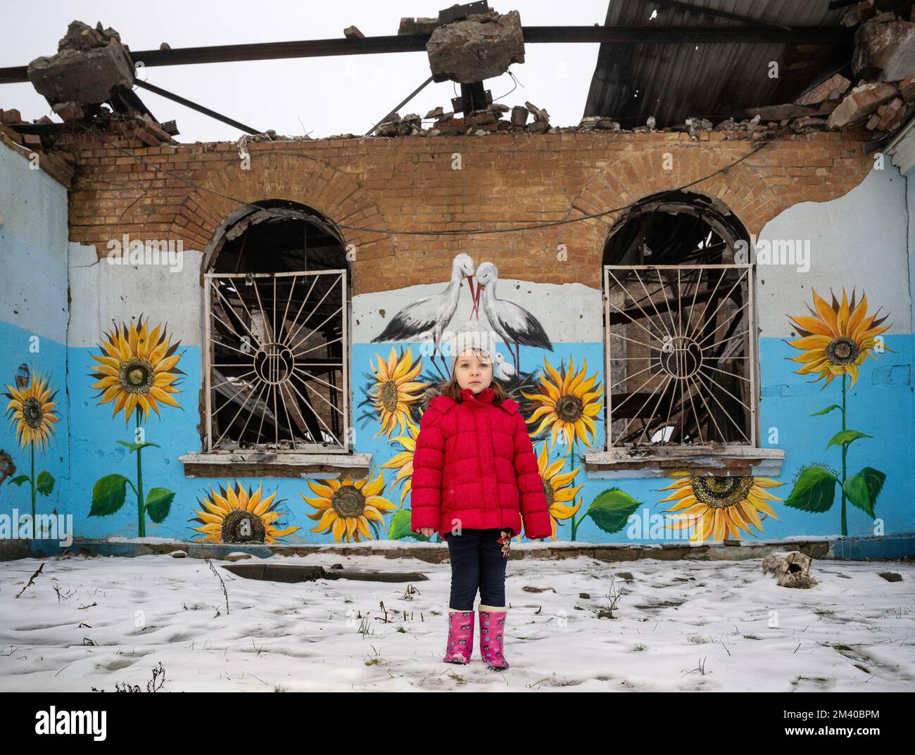 December 17, 2022, Irpin, Ukraine: Six-year-old Ivanka in front of a ...