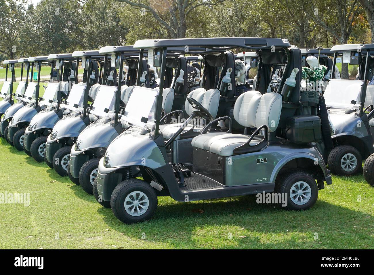 Orlando, Florida, USA. 17th Dec, 2022. Golf carts lined up before the ...