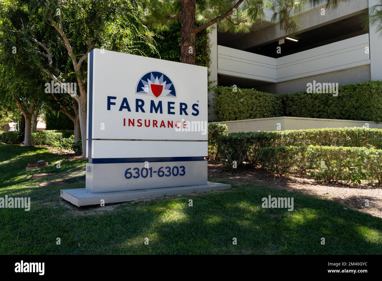 Woodland Hills, CA, USA-July 7, 2022: Farmers Insurance headquarters in ...