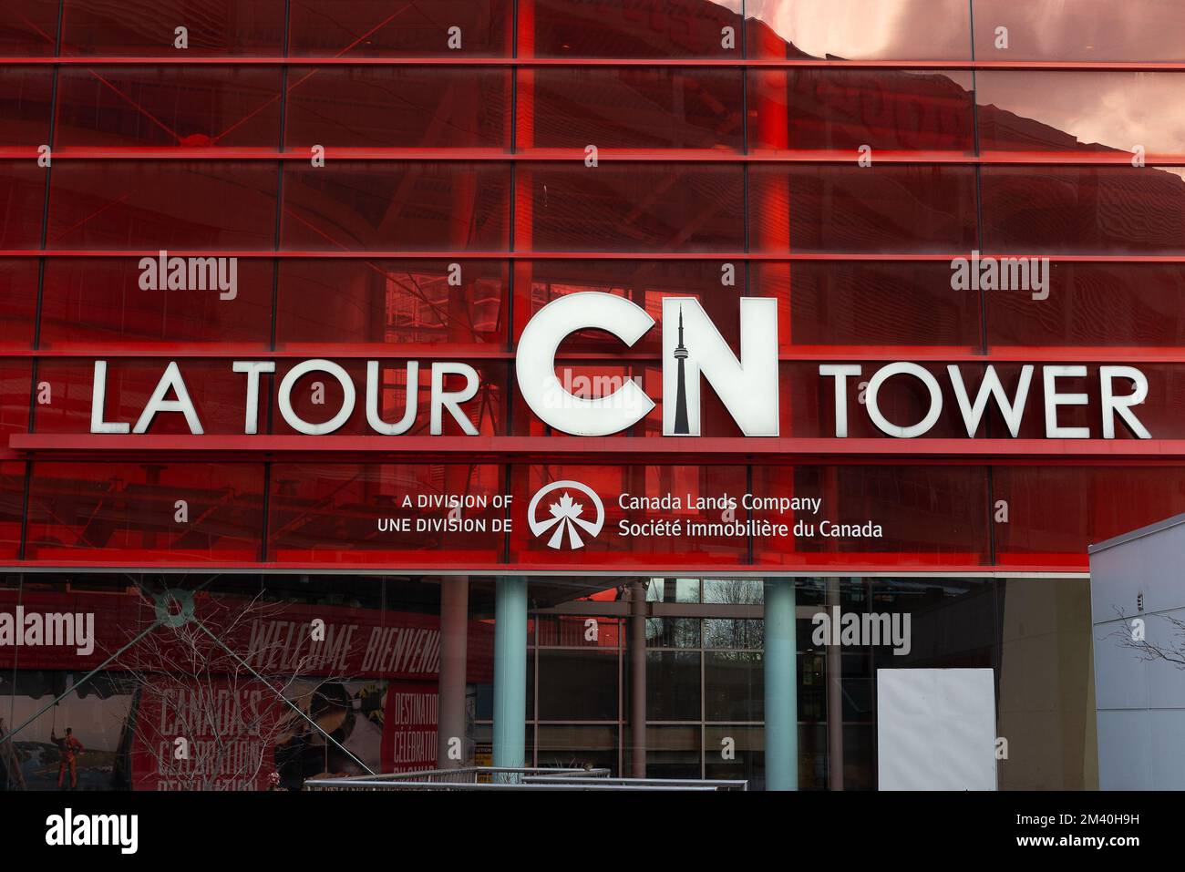 Toronto, ON, Canada – December 17, 2022: CN Tower entrance and CN Tower ...