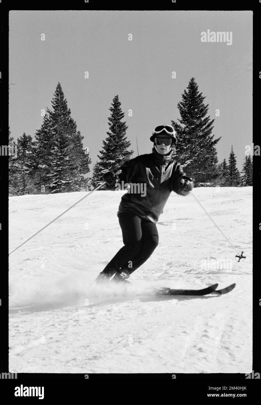 Ann Bonfoey Taylor, full-length portrait, skiing down a slope, Vail ...