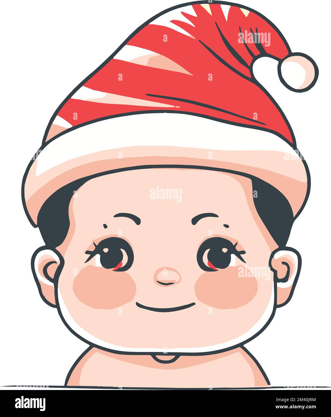 Vector , cartoon portrait of a baby wearing a christmas hat Stock ...