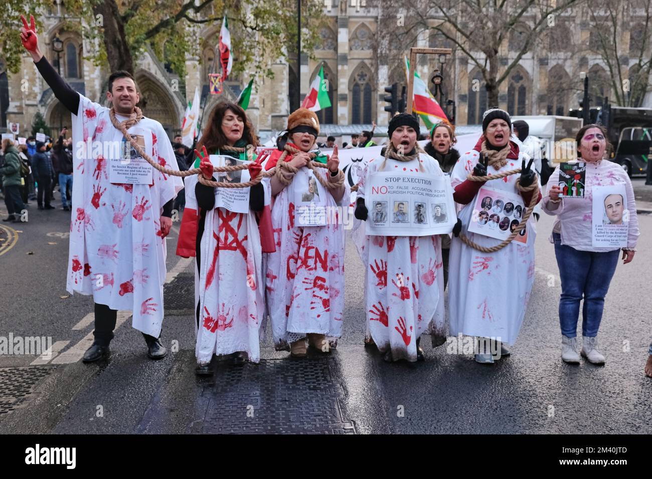 London, UK. 17th December, 2022. Protesters assembled in Westminster to ...