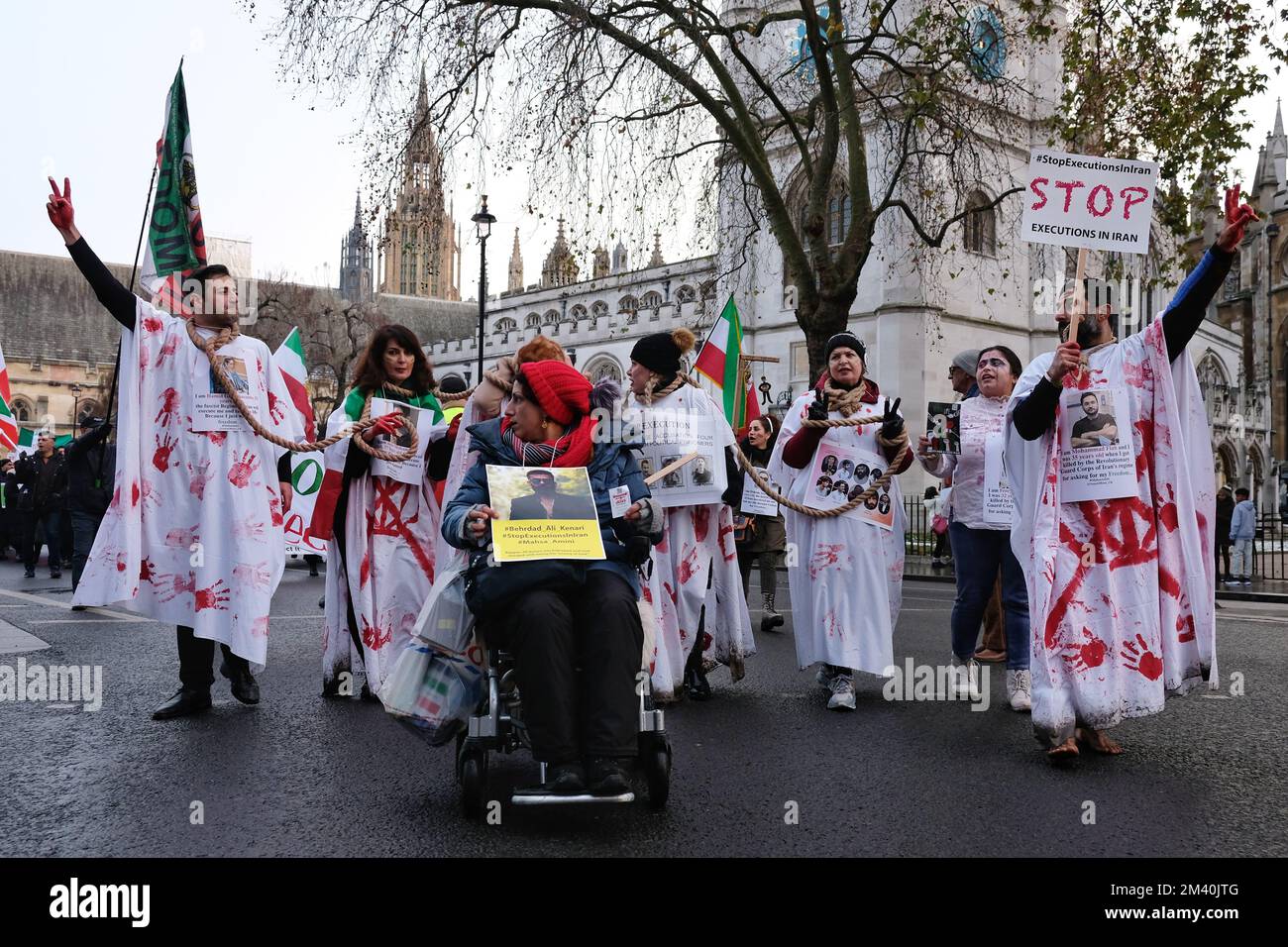 London, UK. 17th December, 2022. Protesters assembled in Westminster to ...
