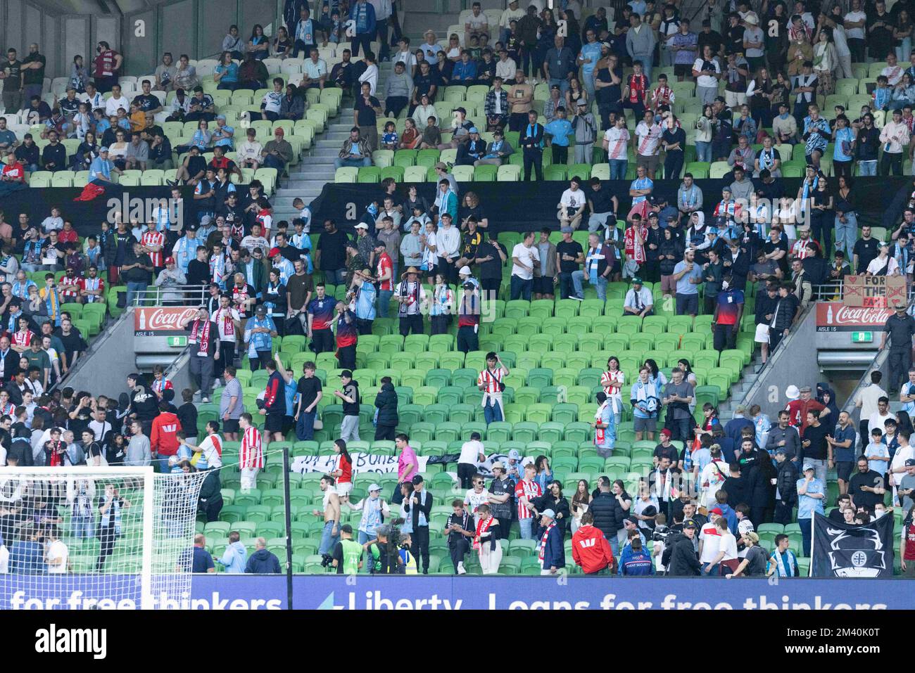 December 17, 2022: MELBOURNE, AUSTRALIA - DECEMBER 17: Fans leave the ...