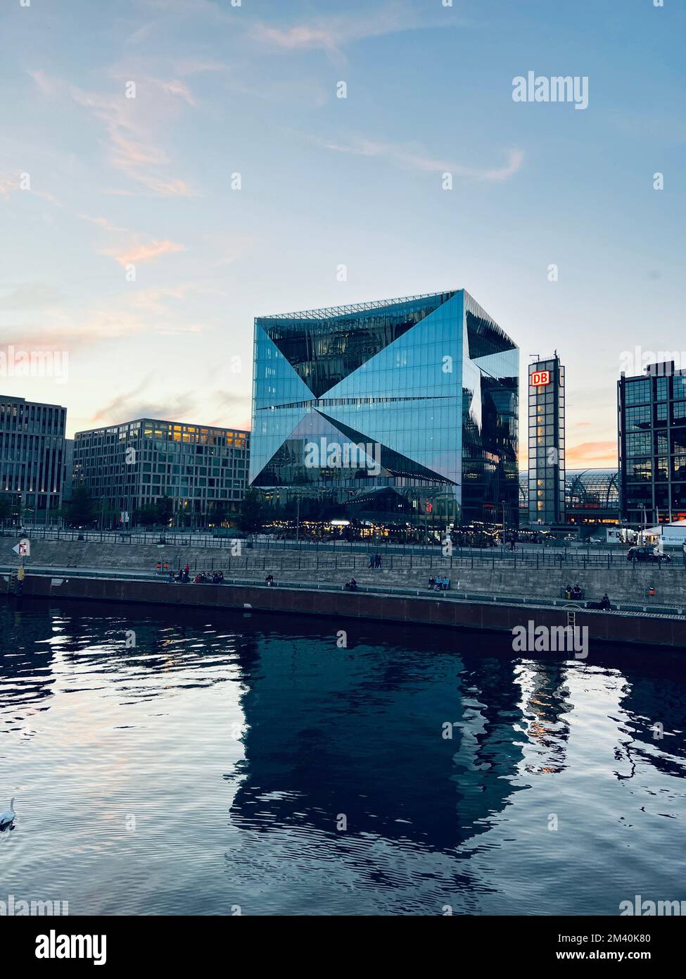 A vertical shot of architectures with waterfront near main station in ...