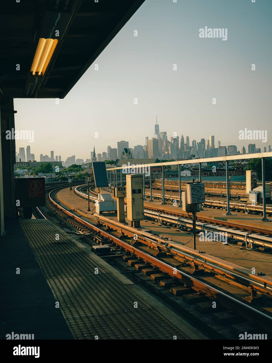 Tracks and skyline view at Smith-9th Streets station, Brooklyn, New ...